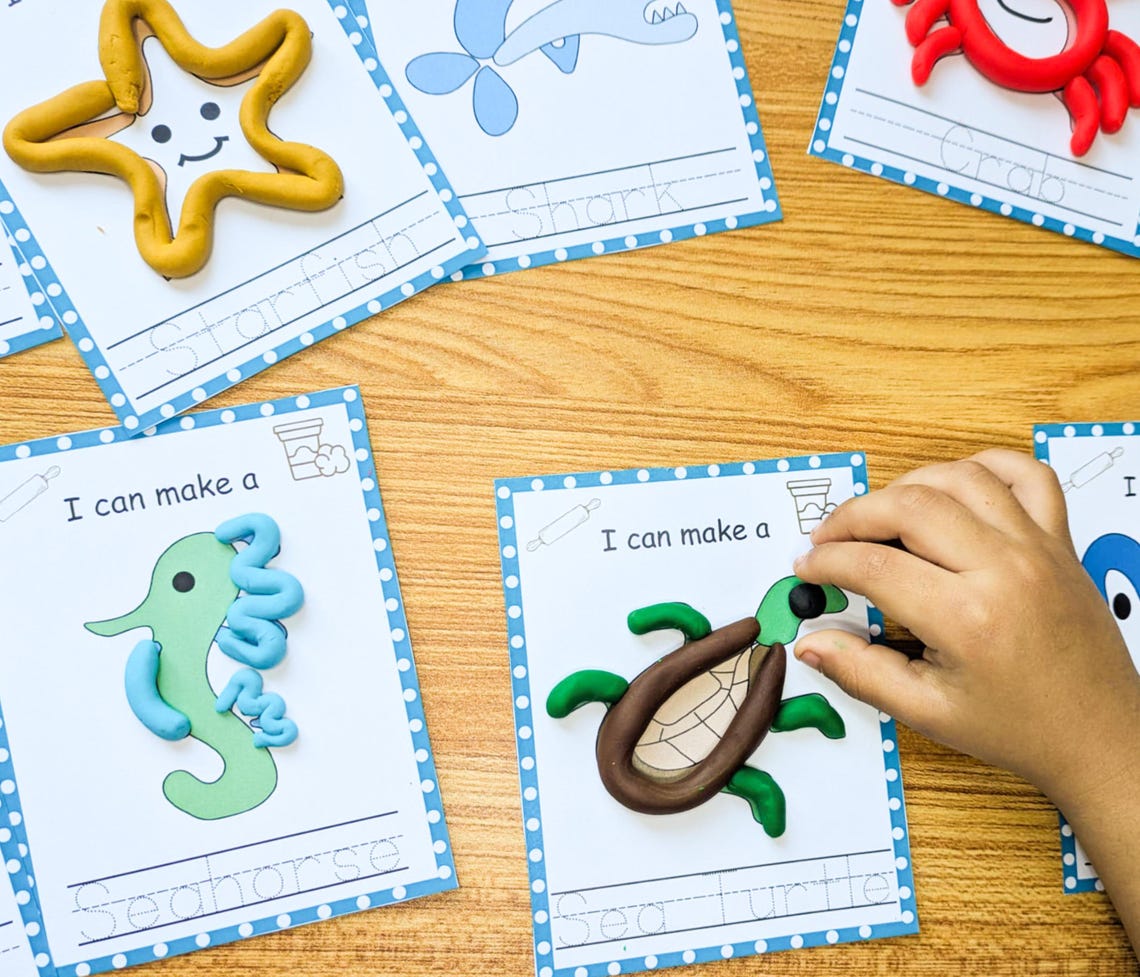 Ocean Animals Playdough Mats Printable, Montessori Learning Material ...