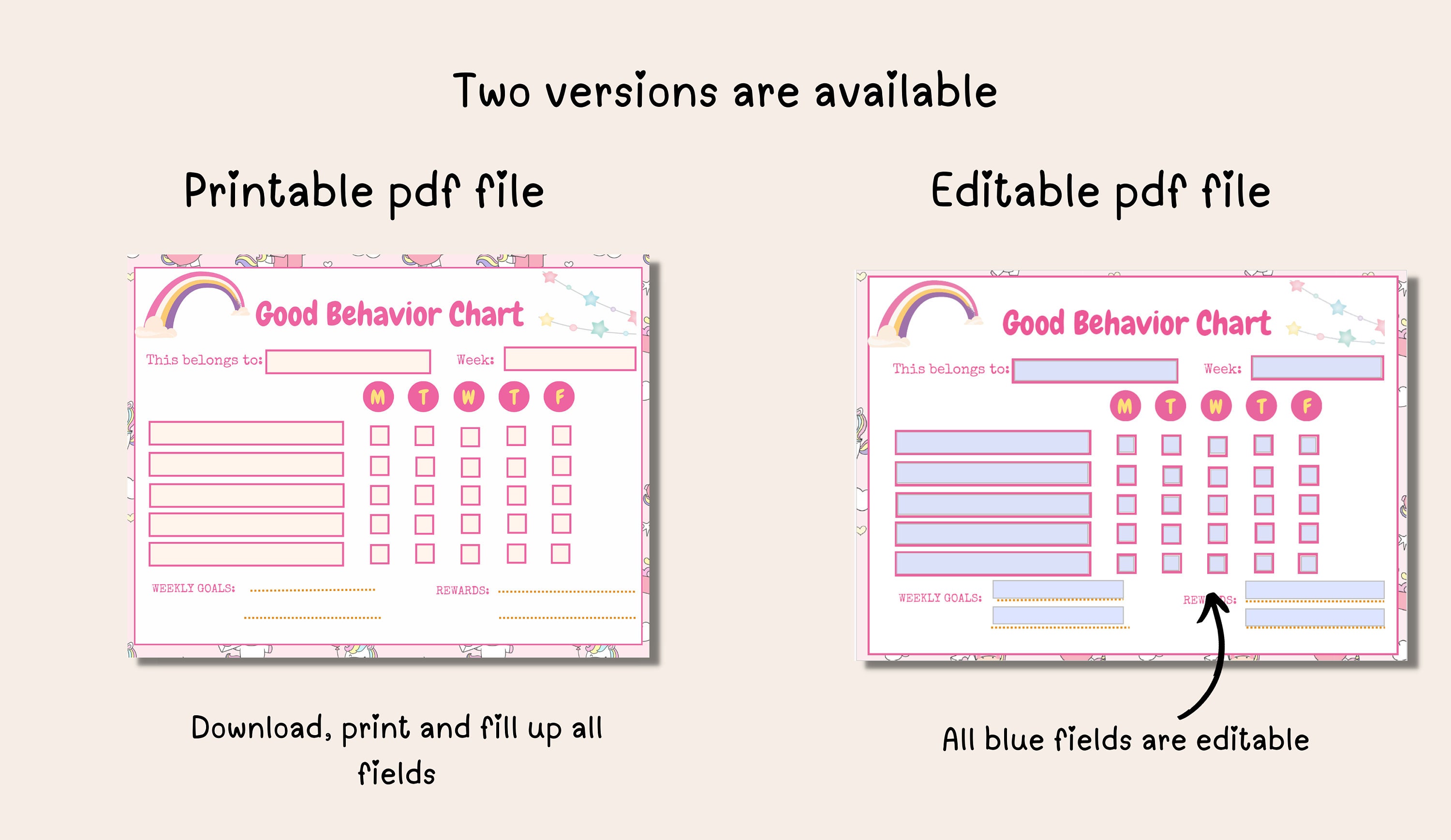Behavior Chart for Kids, Editable Behavior Chart for Kids, Printable ...