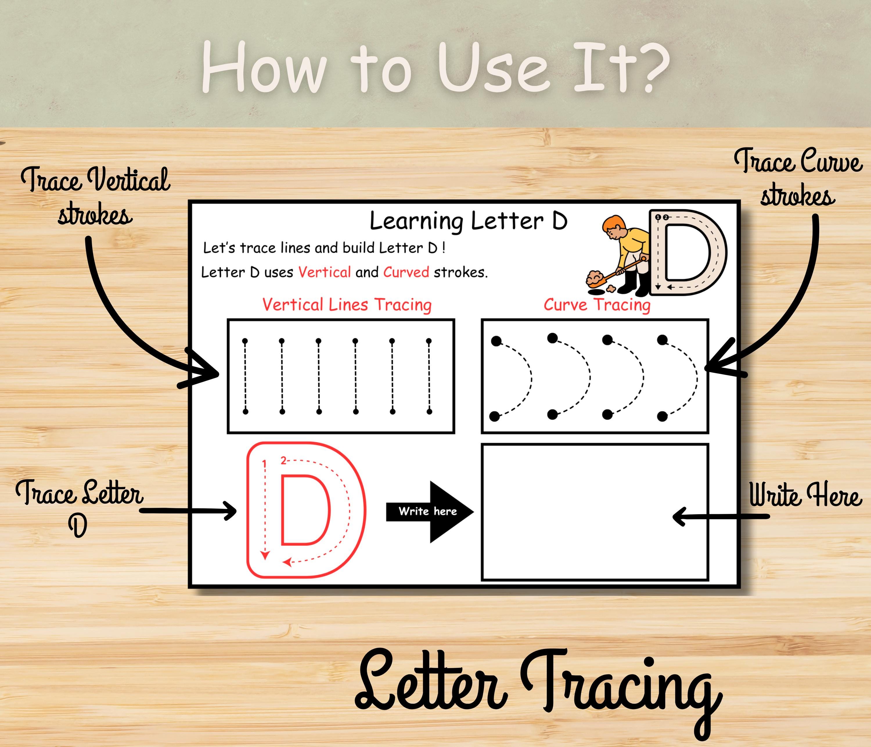 Preschool Letter Tracing Cards: ABC Strokes Guide (digital Download) - Etsy