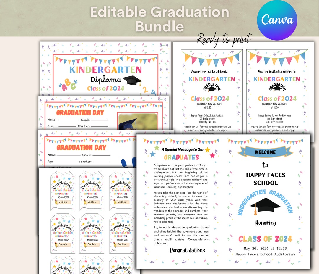 Editable Graduation Bundle, Preschool Graduation Program, Kindergarten ...