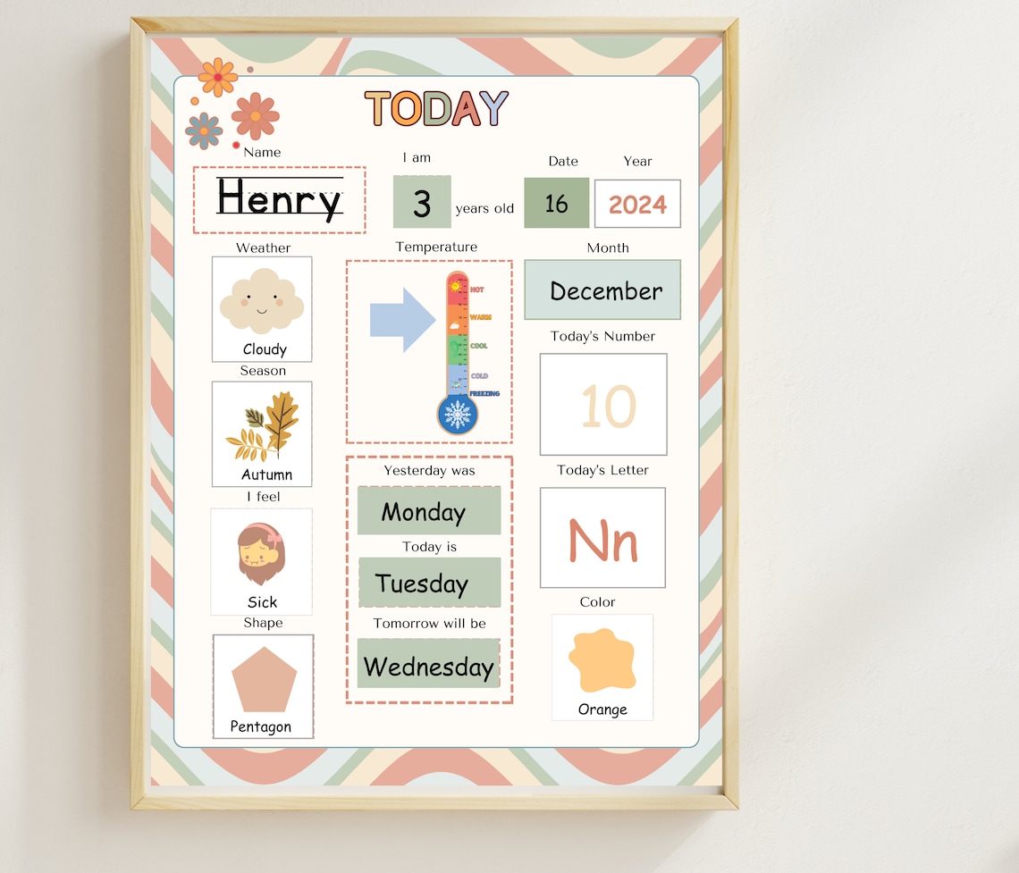 Morning Board Printable for Kids, Editable Morning Board for Toddler ...