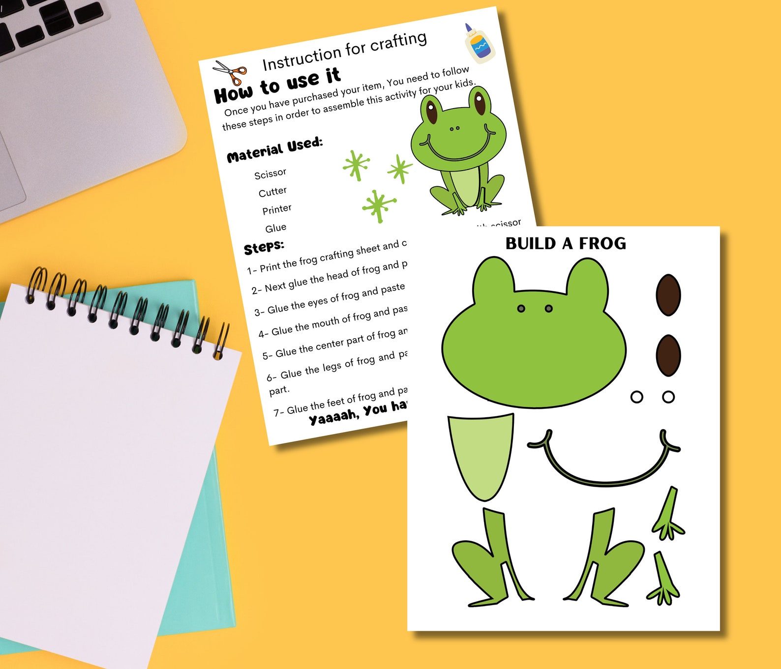 Frog Craft for Kids, Cut and Paste Activity Toddler, Fine Motor Skills ...