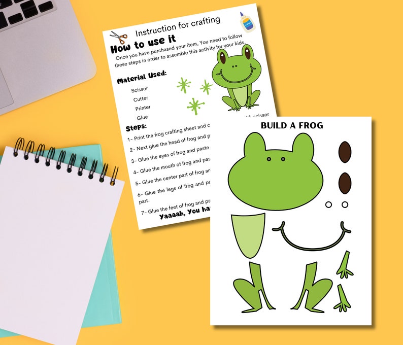Frog Craft for Kids, Cut and Paste Activity Toddler, Fine Motor Skills ...