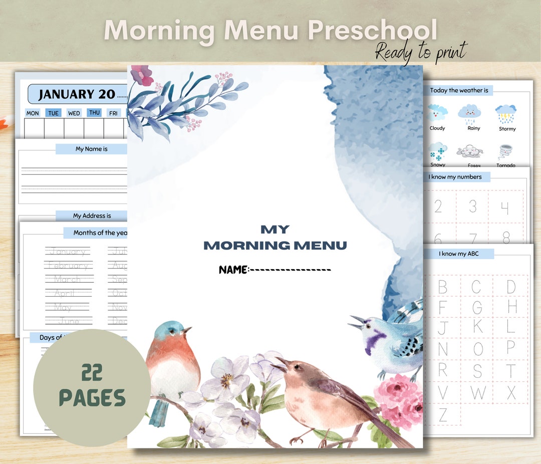 Morning Menu Homeschool Preschool, Toddler Morning Basket, Morning Menu ...