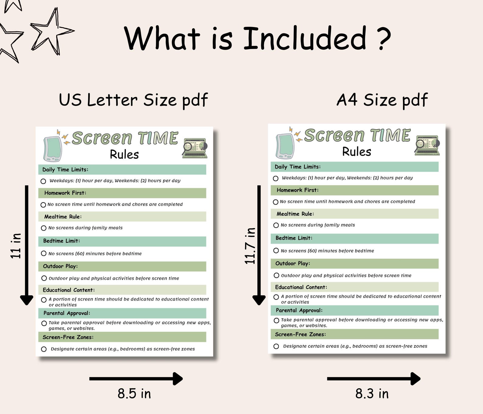 Screen Time Contract and Rules Chart Kids, Consequence Chart for ...