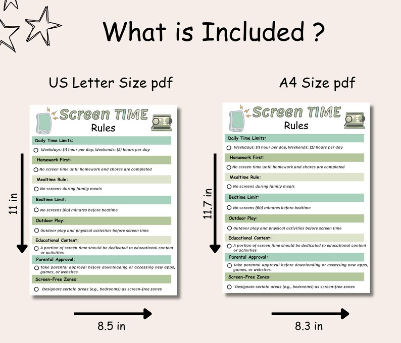 Screen Time Contract and Rules Chart Kids, Consequence Chart for ...