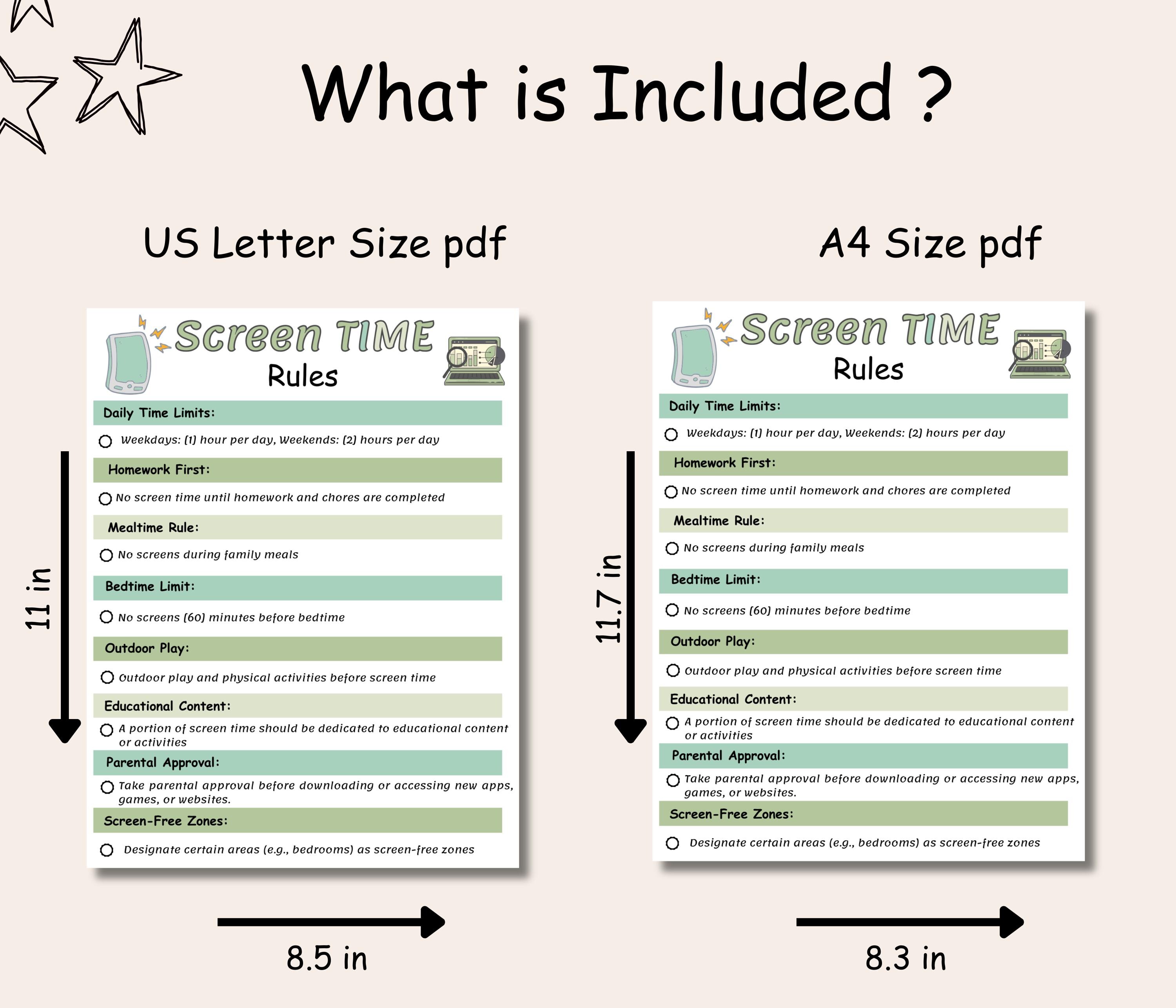 Screen Time Contract and Rules Chart Kids, Consequence Chart for ...