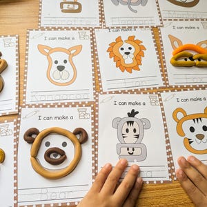 Wild Animals Playdough Mats Printable, Homeschool Montessori Animals ...