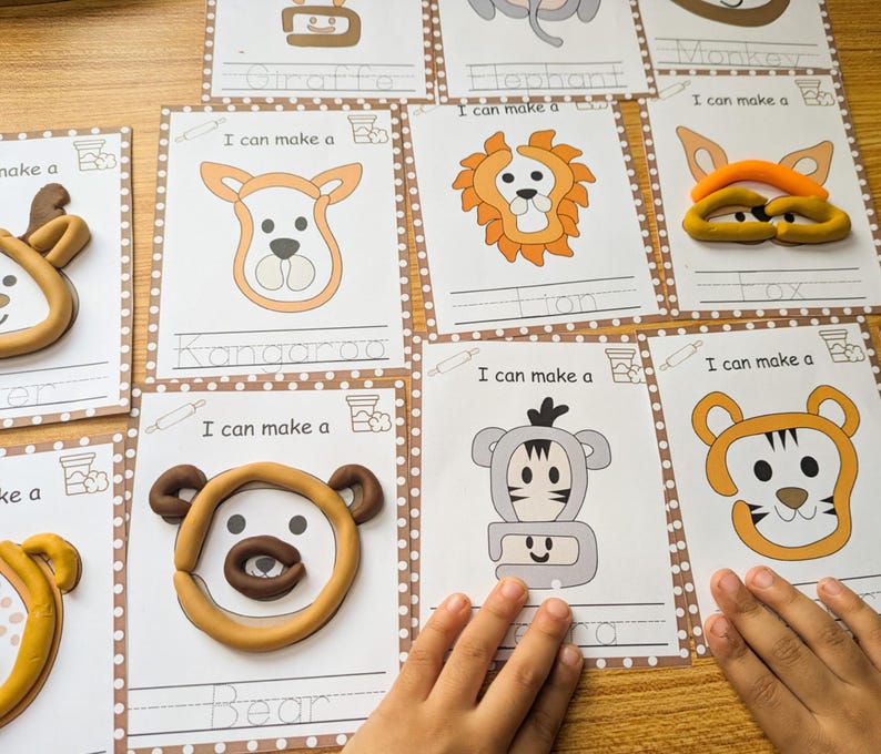 Wild Animals Playdough Mats Printable, Homeschool Montessori Animals ...
