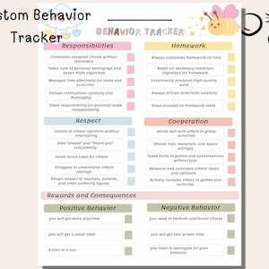 Kids Behavior Chart, Kids Responsibility Chart, Behavior and Chore ...