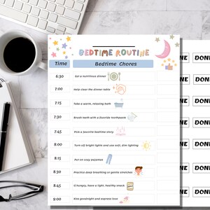 Bedtime Routine Chart Printable, Bedtime Visual Schedule, Nighttime ...