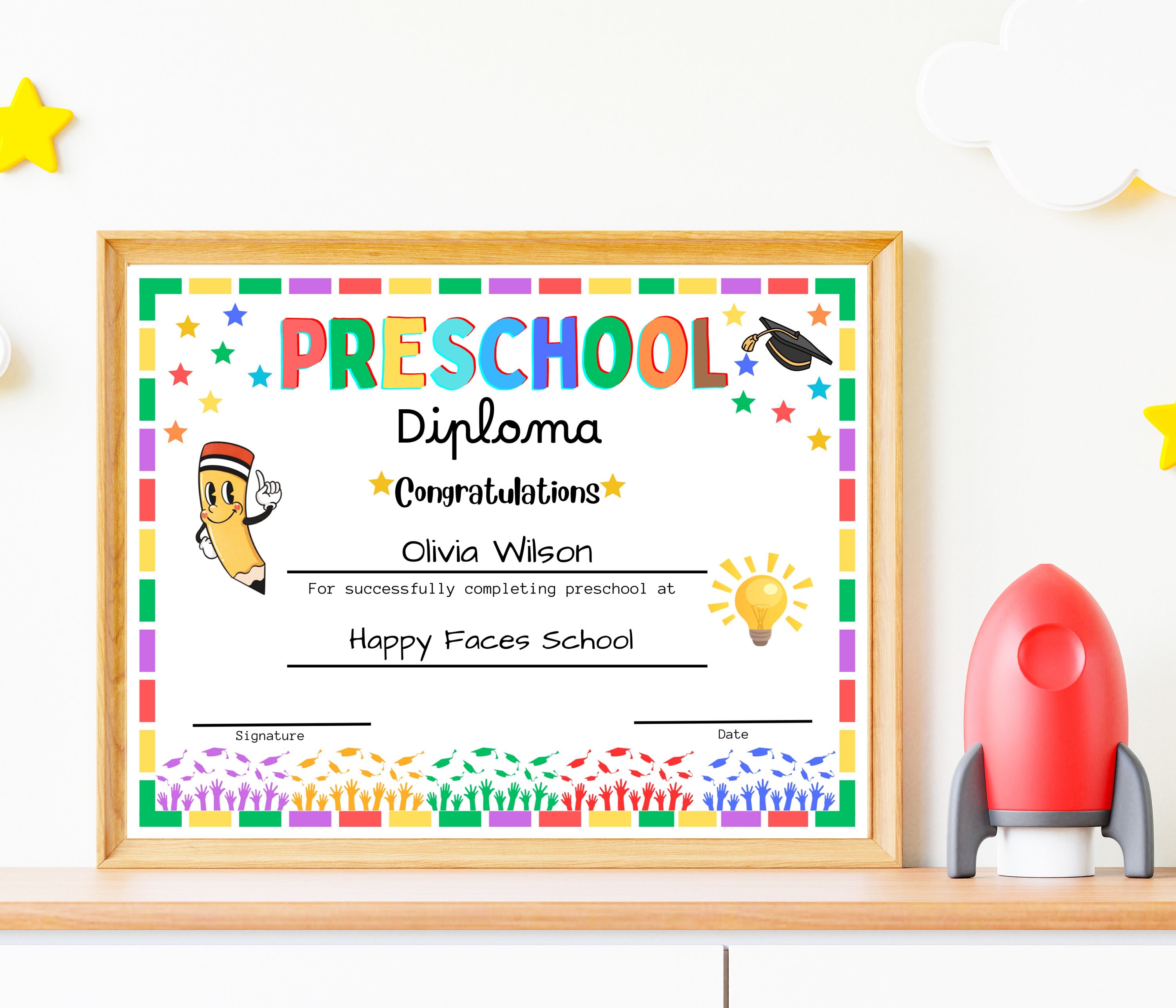 Editable Preschool Graduation Diploma , Graduation Certificate, Last ...
