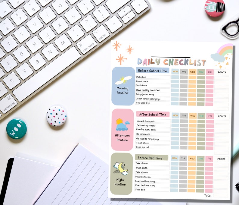 Daily Routine Checklist for Kids Kids Morning Routine Checklist, Daily ...