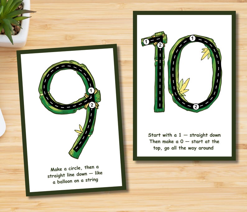 Number 1-10 Tracing Cards for Preschoolers, Forest Theme Number Cards ...