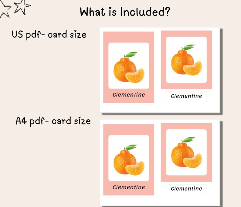 Fruit Flashcards for Kid, Montessori 3 Part Cards, Nomenclature Cards ...