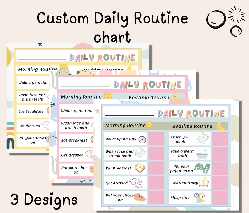 Kids Morning and Night Time Routine, Bedtime Routine Chart Printable ...