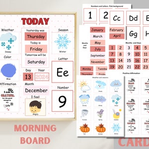 Morning Board Printable, Preschool Circle Time Board, Weather Chart ...