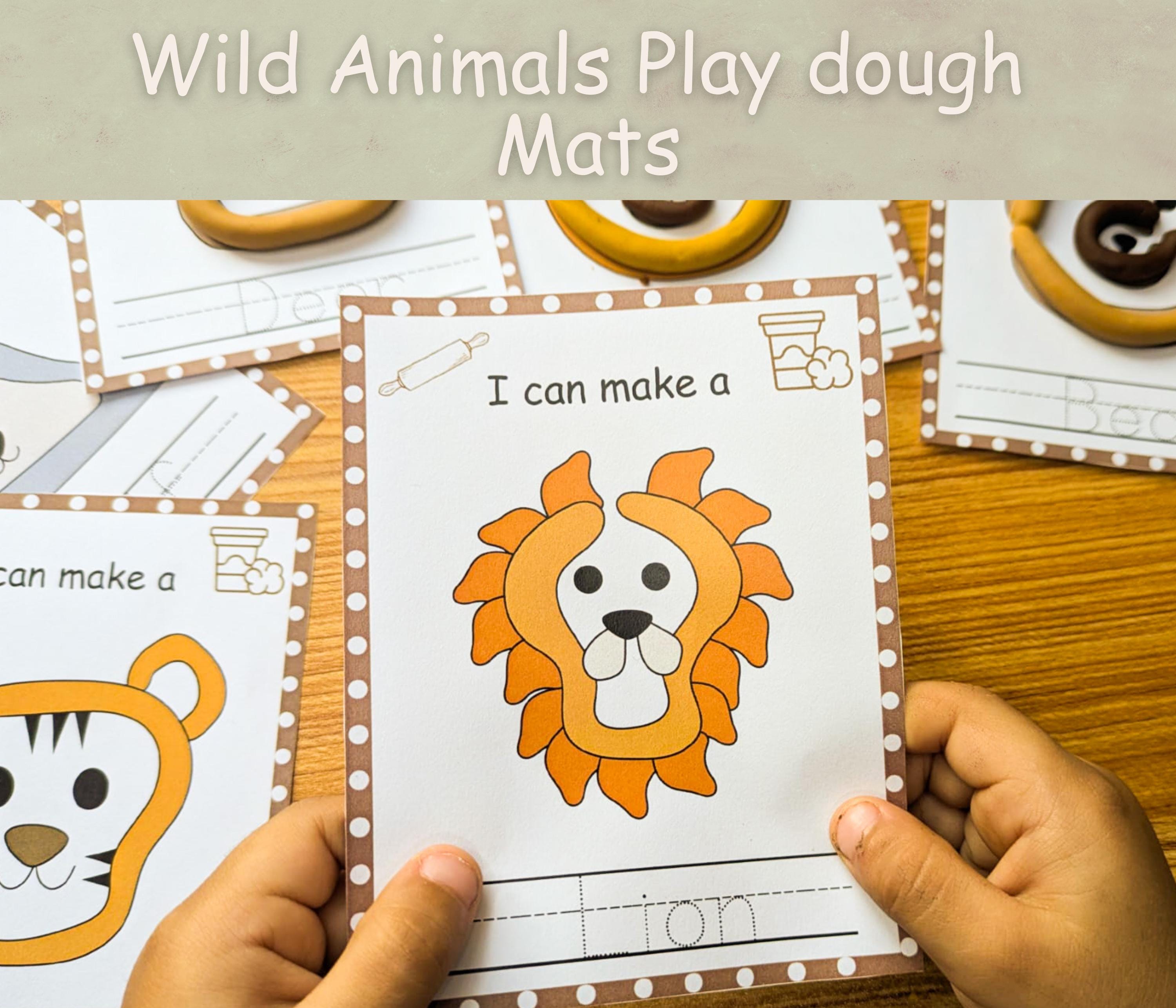 Wild Animals Playdough Mats Printable, Homeschool Montessori Animals ...