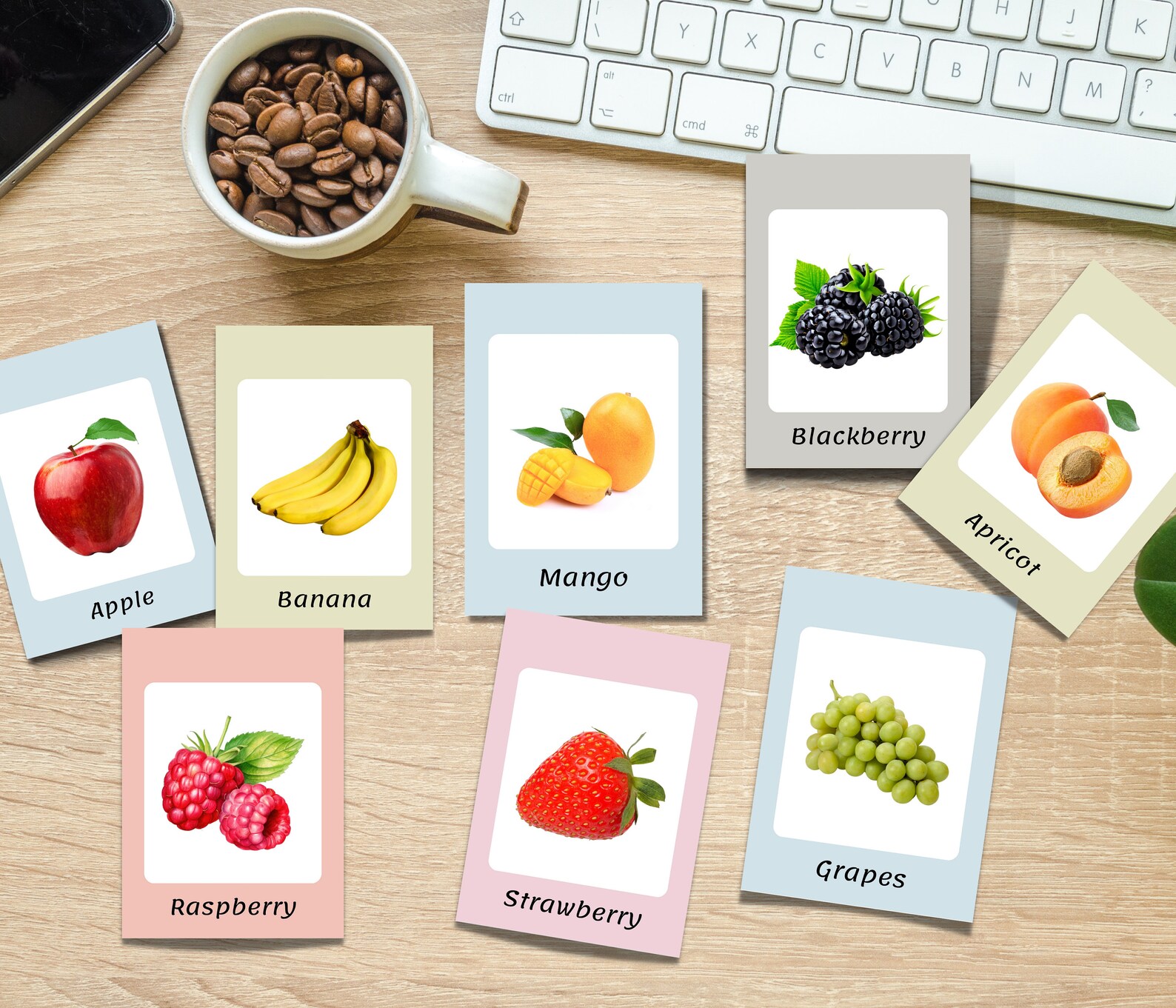 Fruit Flashcards for Kid, Montessori 3 Part Cards, Nomenclature Cards ...