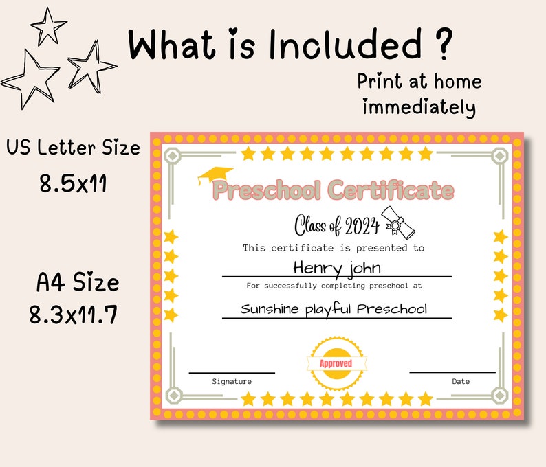 Editable Preschool Graduation Certificate, Printable Preschool ...