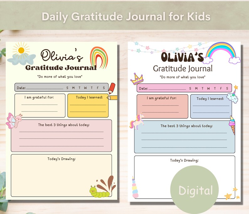 Gratitude Journal Printable for Kids Kids Mindfulness - Etsy