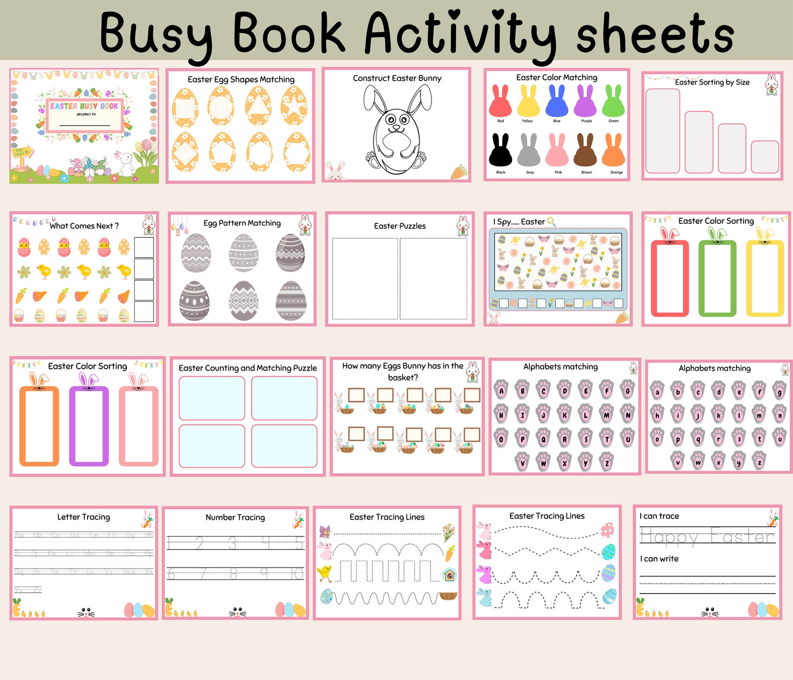 Easter Preschool Learning Binder, Printable Easter Busy Book, Child ...