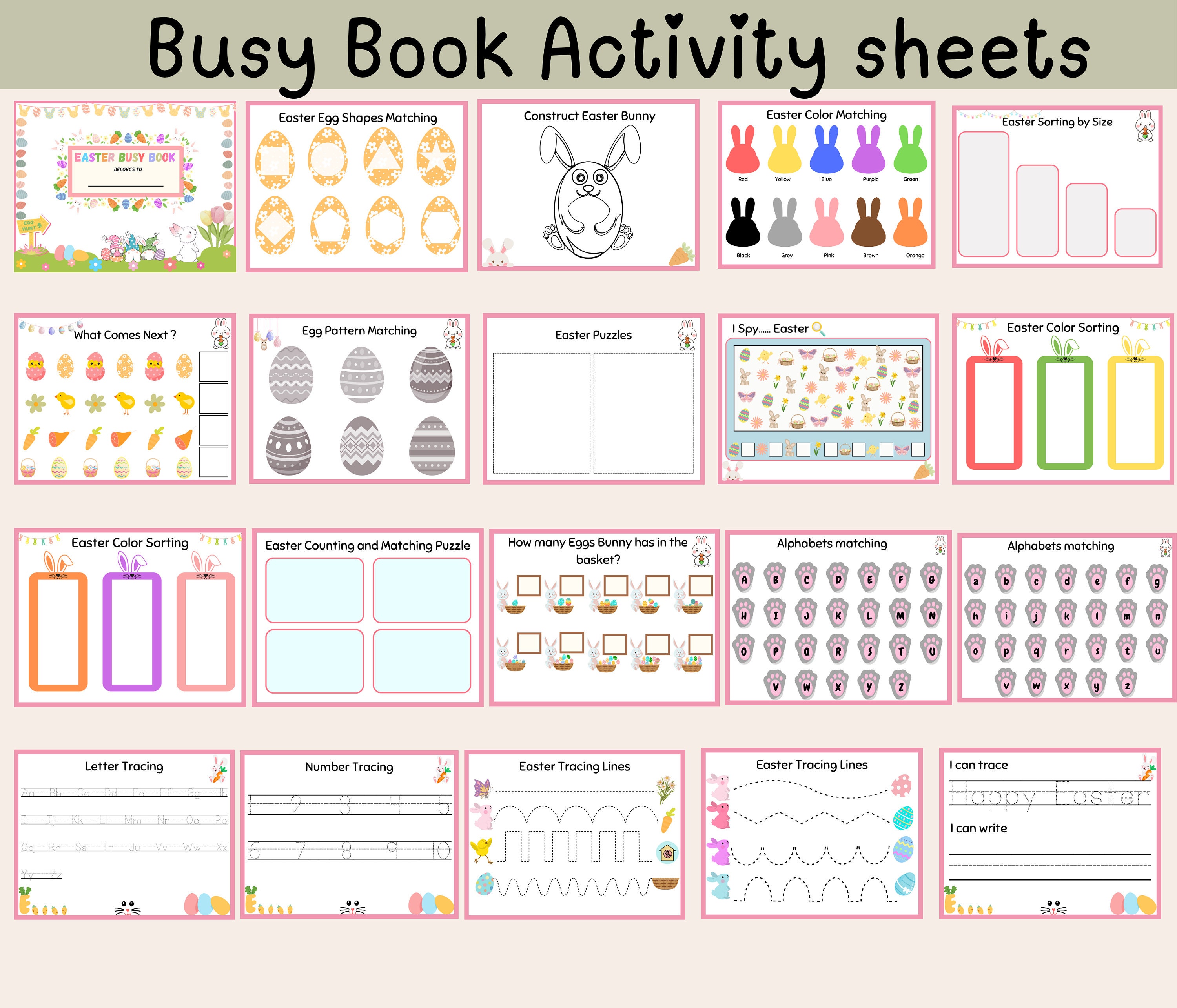 Easter Preschool Learning Binder, Printable Easter Busy Book, Child ...