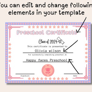 Editable Preschool Graduation Certificate, Printable Graduation Diploma ...