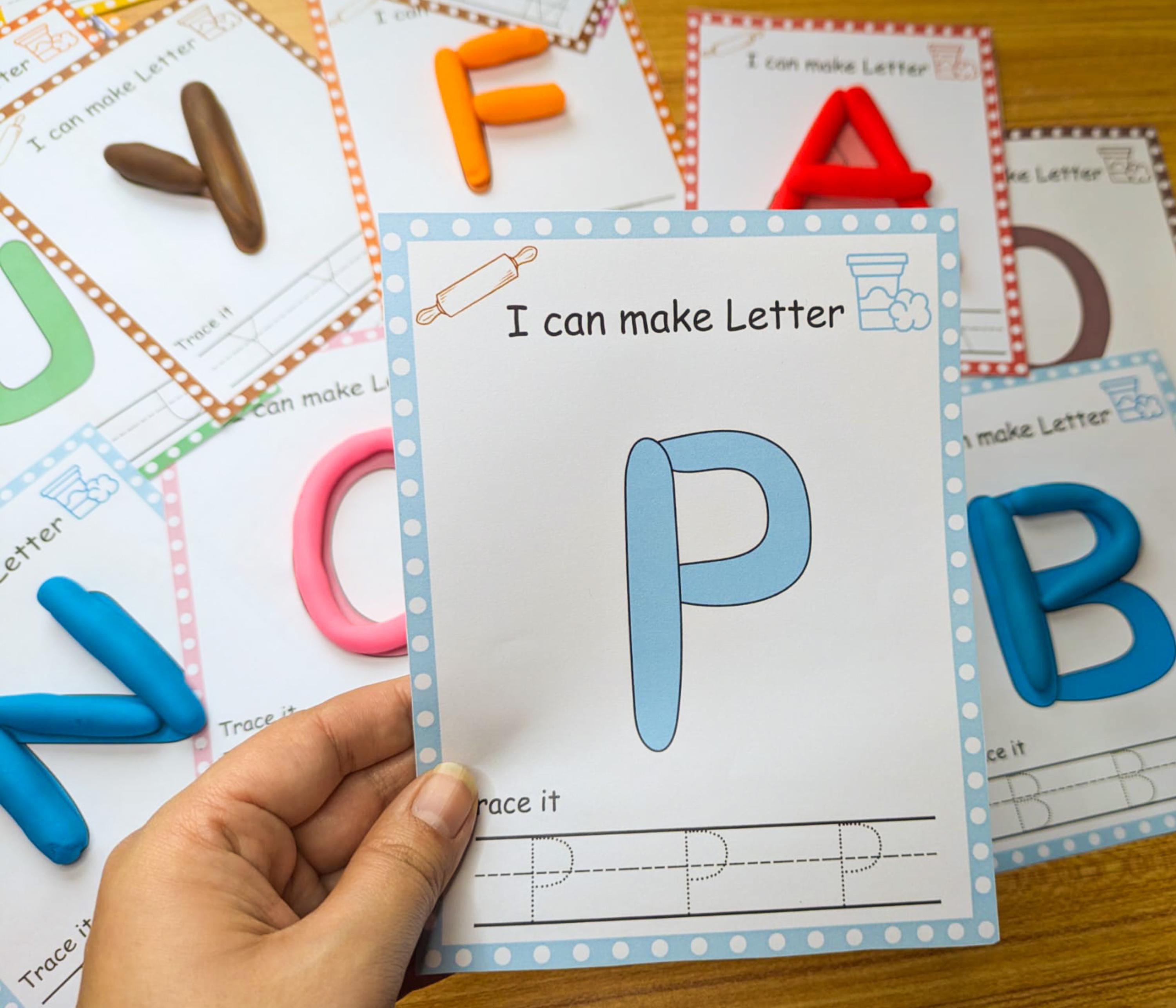 Alphabet Play Dough Mat Printables, Montessori Letters Recognition, ABC ...