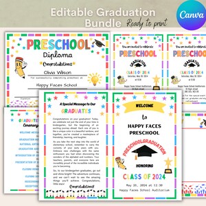 Editable Preschool Graduation Diploma , Graduation Certificate, Last ...