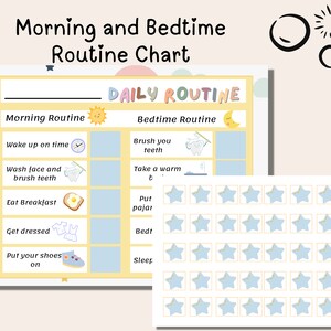 Kids Morning and Night Time Routine, Bedtime Routine Chart Printable ...