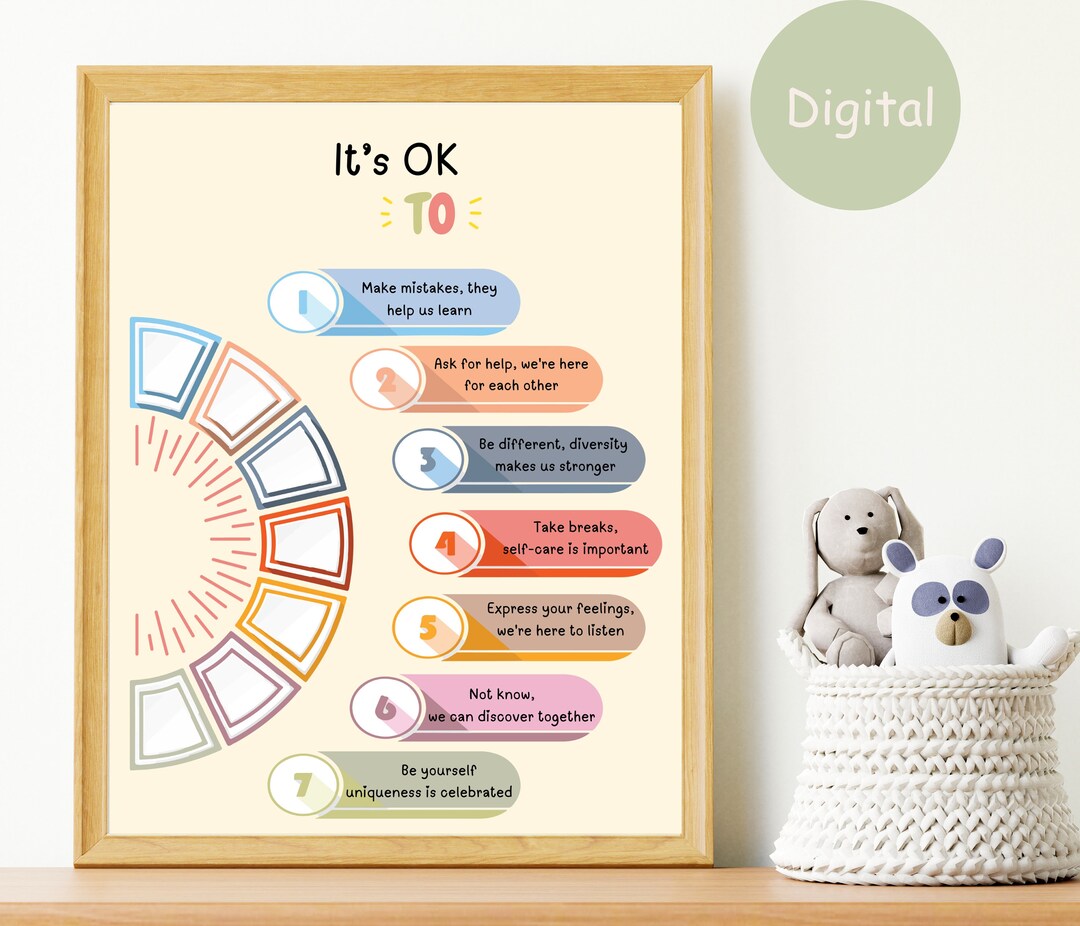 It's OK to Poster for Kids, Classroom Poster Printable, Mental Health ...