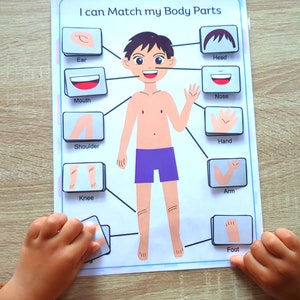 Body Parts Matching Activity for Toddlers, Printable Busy Book Page ...
