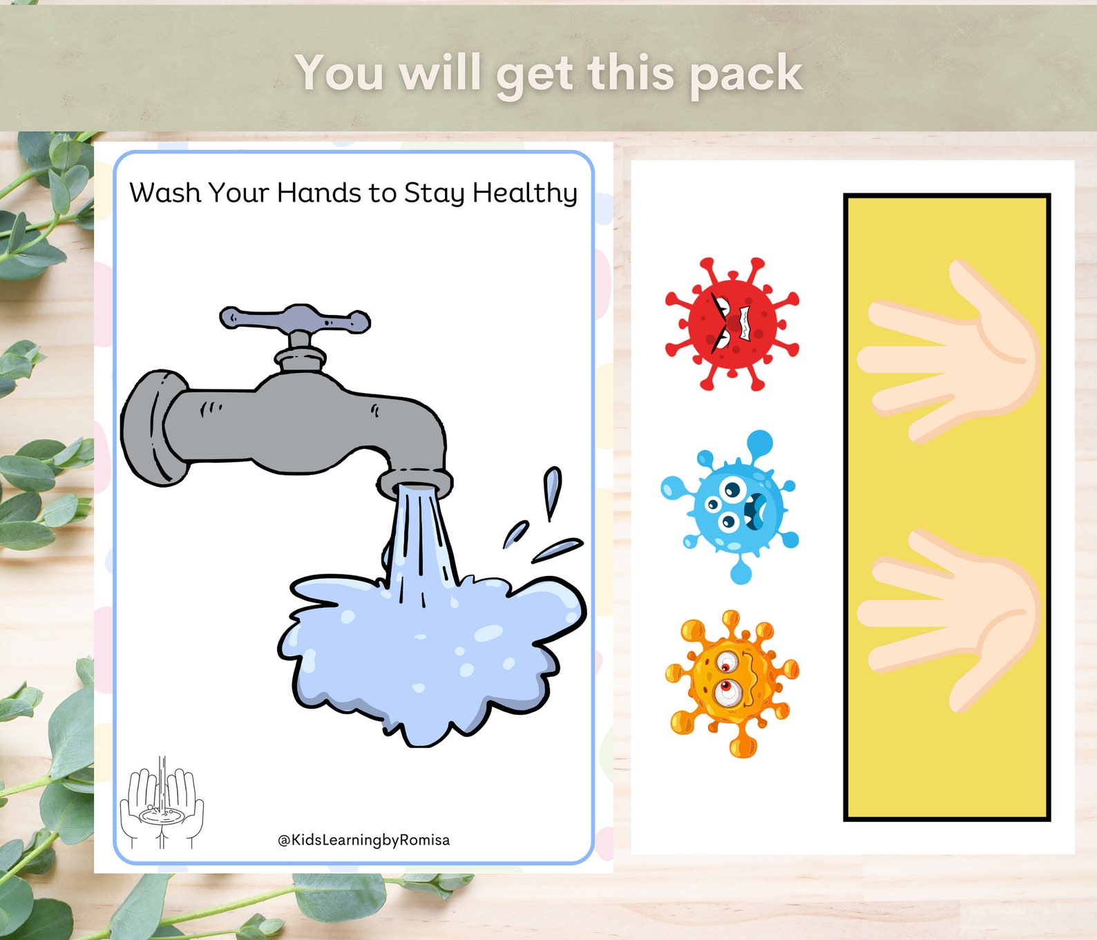 Wash Your Hands Printable Activity for Toddler, Preschool Homeschool ...