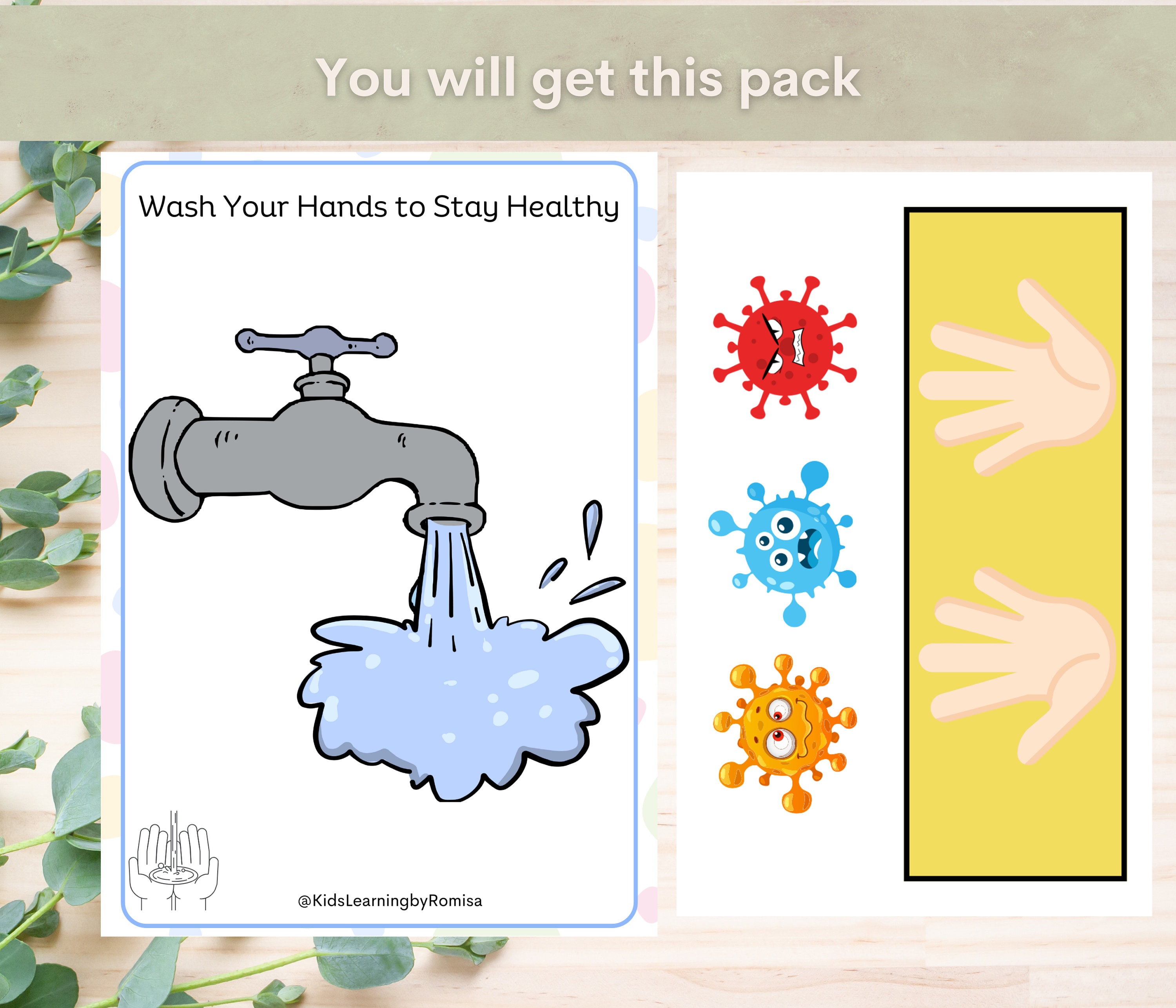 Wash Your Hands Printable Activity for Toddler, Preschool Homeschool ...