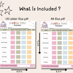 Screen Time Tracker for Kids, Printable Weekly Screen Time Tracker ...