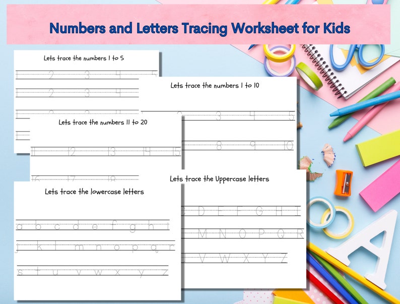 Number & Letter Tracing Sheet for Kids Handwriting Practice - Etsy