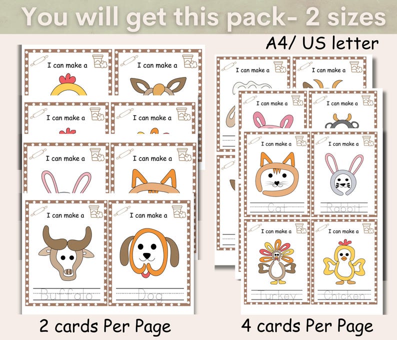 Farm Animals Playdough Mats Printable, Homeschool Montessori Visuals ...