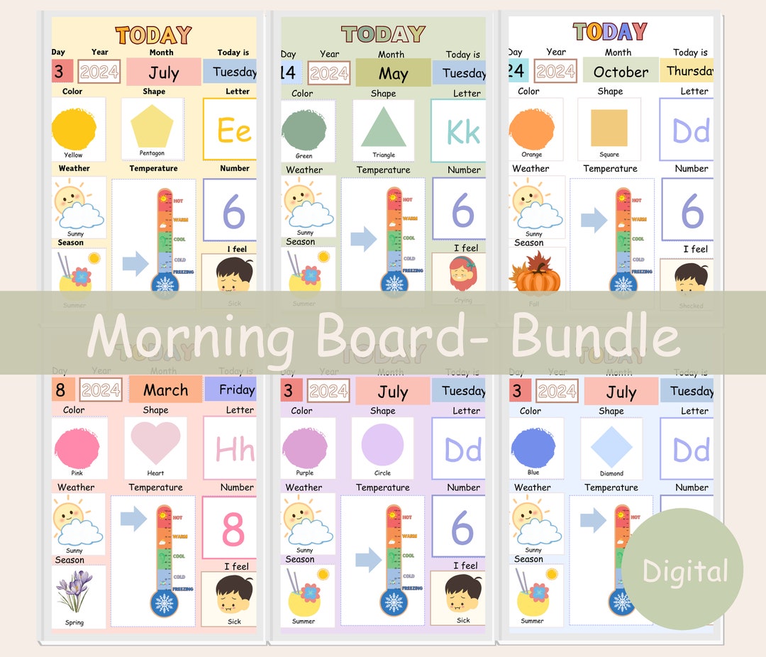 Toddler Morning Board, Preschool Circle Time Board, Daily Chart Kids ...