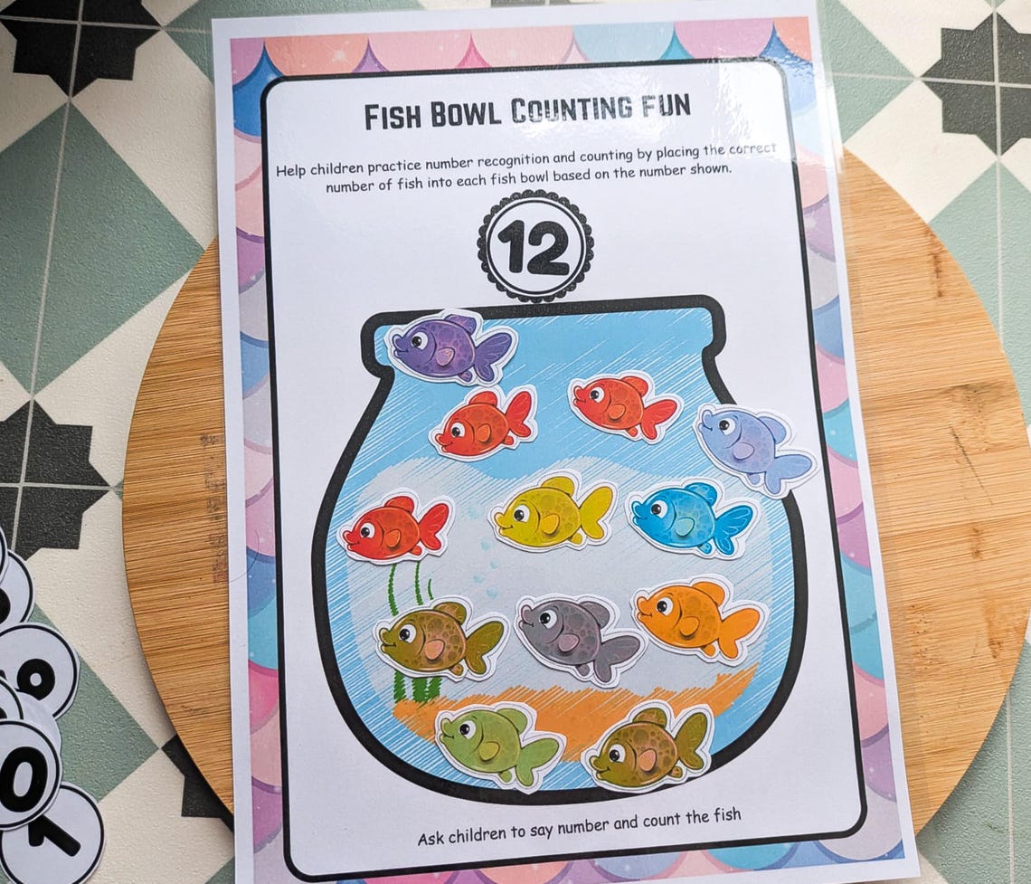 Fish Bowl Number Matching Game Printable, Preschool Math Center ...