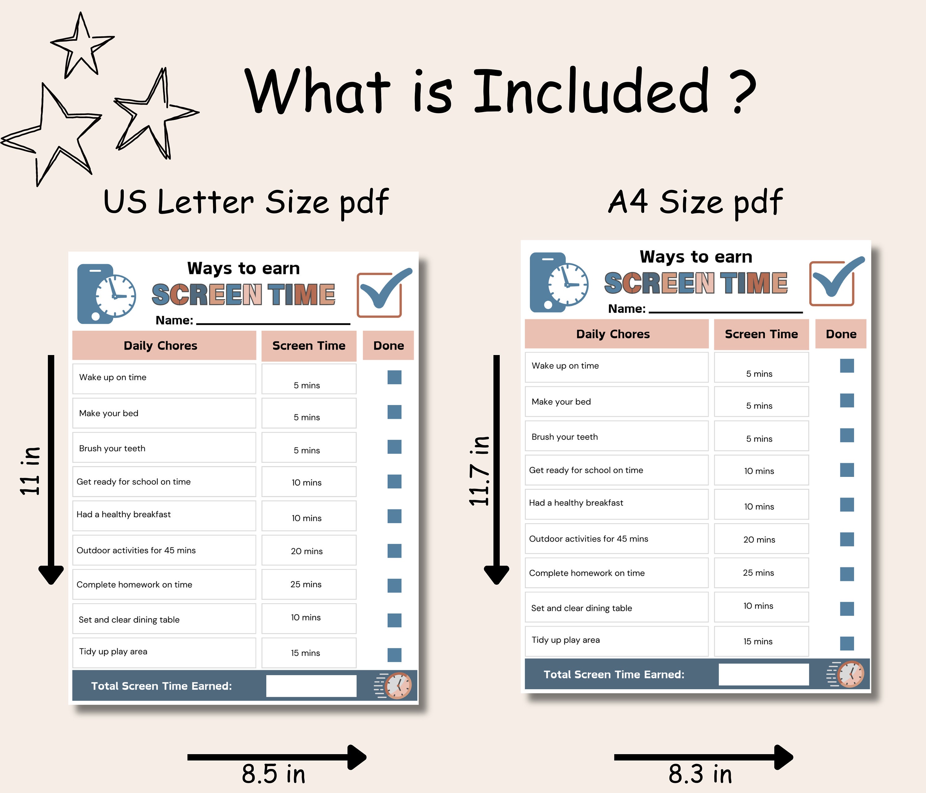 Screen Time Charts for Kids, Screen Time Rules, Screen Time Checklist ...