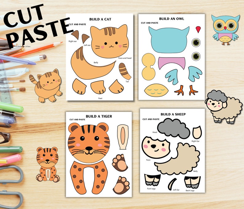 Cut and Paste Activity, Scissor Skills Exercises, Printable Scissor ...