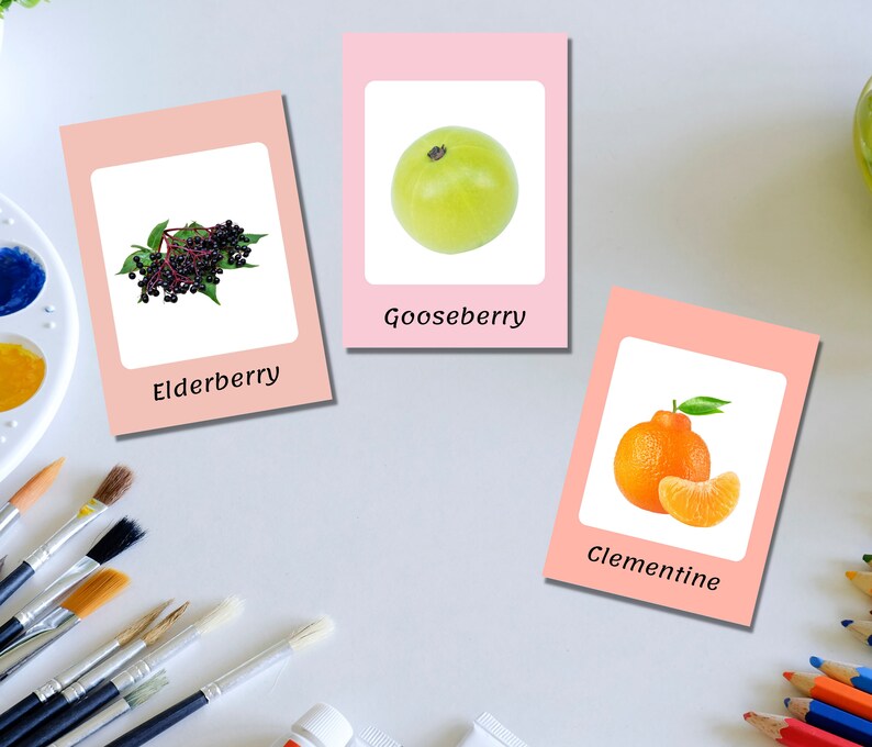 Fruit Flashcards for Kid, Montessori 3 Part Cards, Nomenclature Cards ...