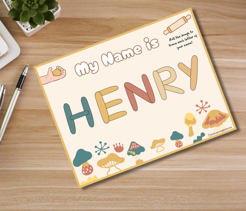 Personalized Name Play Dough Mat, Kindergarten Name Mats, Preschool ...