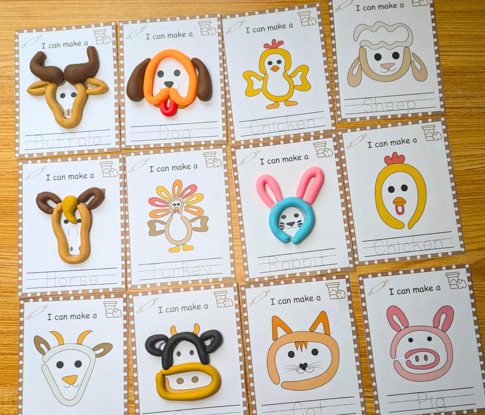 Farm Animals Playdough Mats Printable, Homeschool Montessori Visuals ...