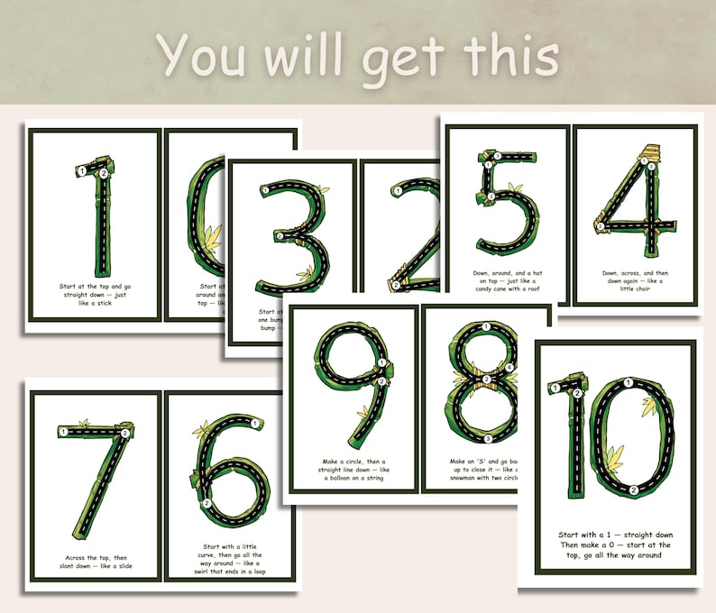 Number 1-10 Tracing Cards for Preschoolers, Forest Theme Number Cards ...