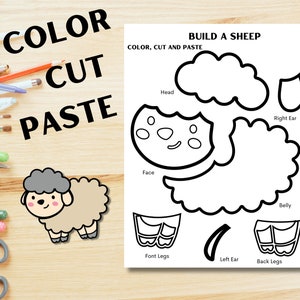 Cut and Paste Sheep Activity, Printable Preschool Cutting Practice ...