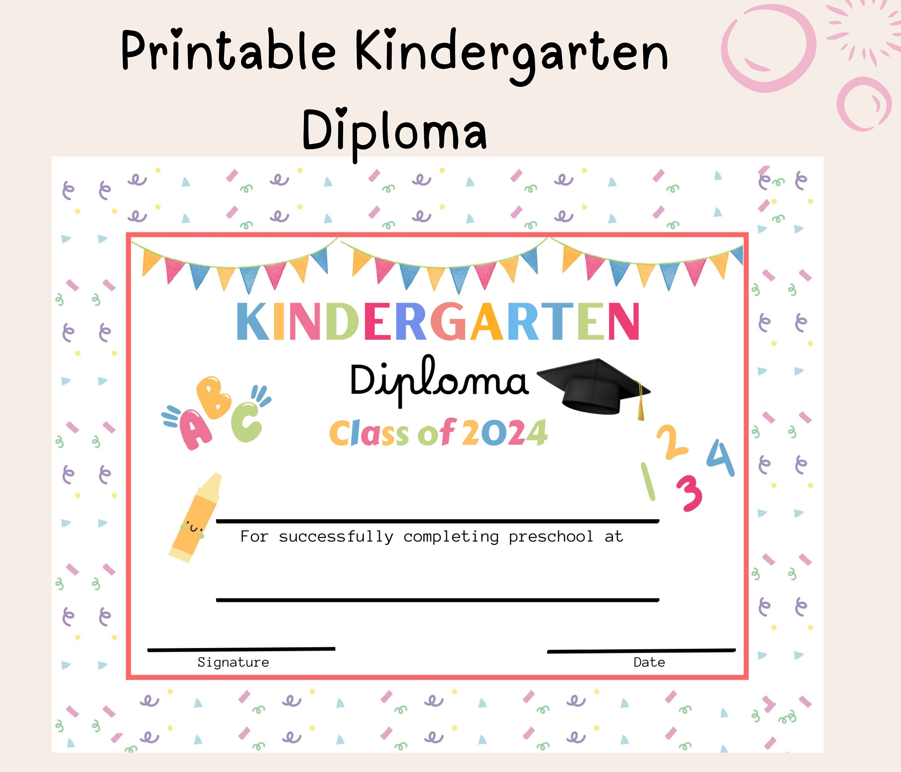 Editable Kindergarten Diploma Template, Kindergarten Graduation ...
