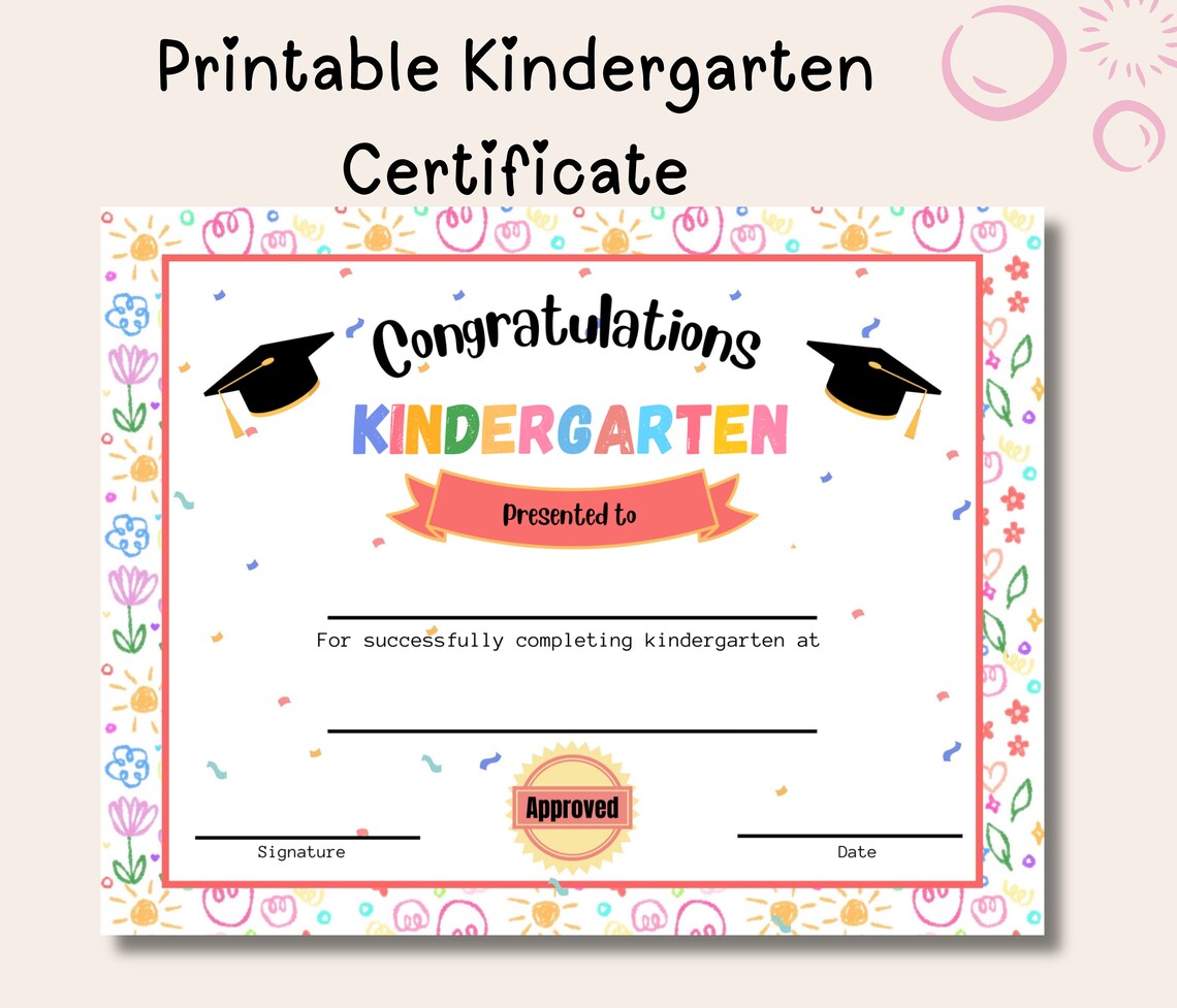 Editable Kindergarten Graduation Certificate, Printable Kindergarten ...