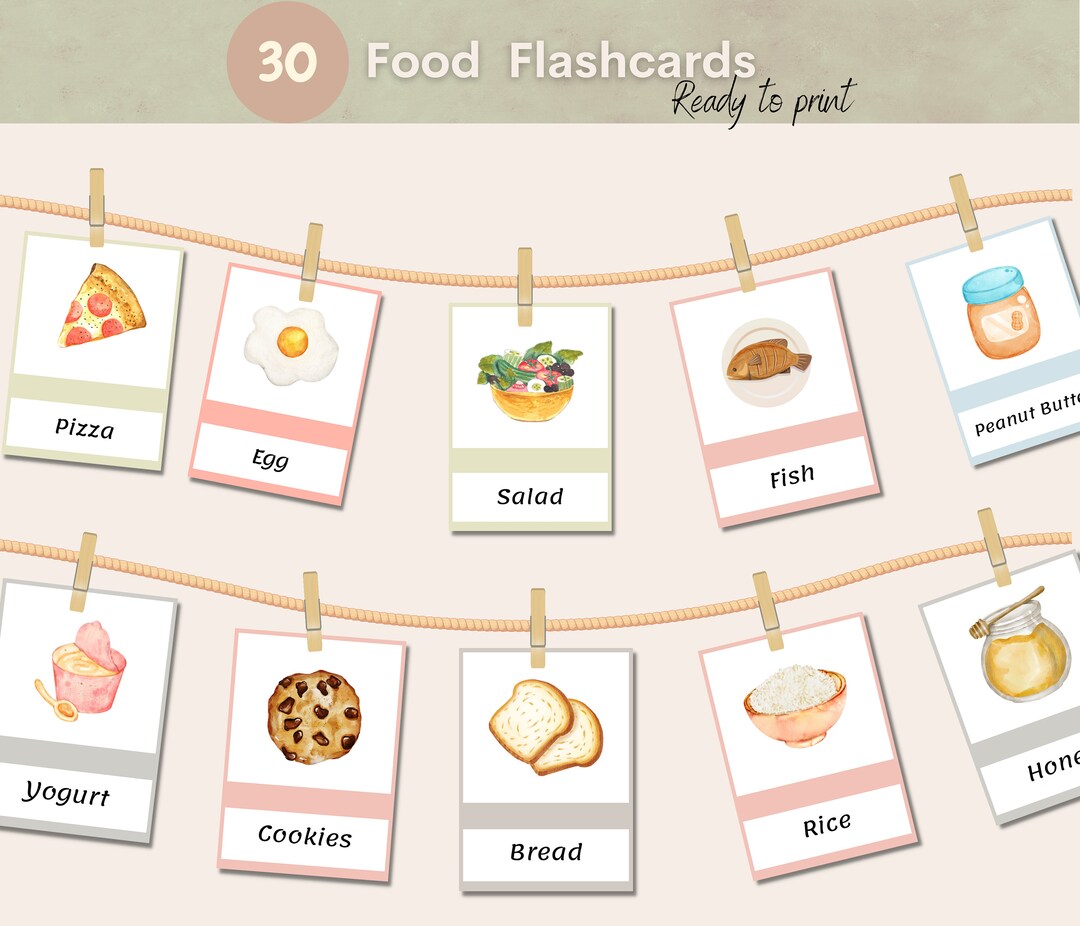 Food Flashcards for Kids, 3 Parts Nomenclature Cards, Montessori Cards ...